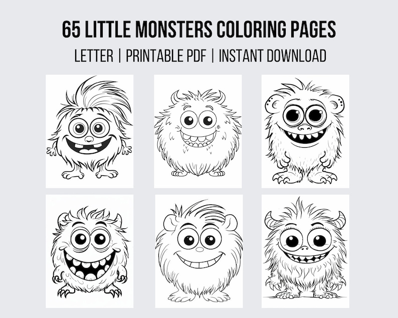 65 Little Monsters Coloring Pages for Kids Printable Monsters Printable ...