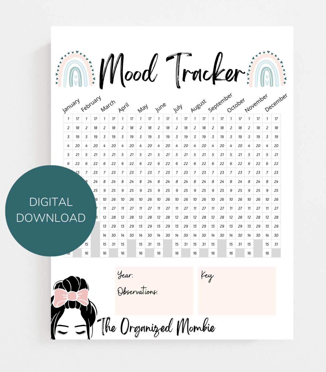 Mood Tracker Printable Instant Download Mood Tracker for Teens Mood ...