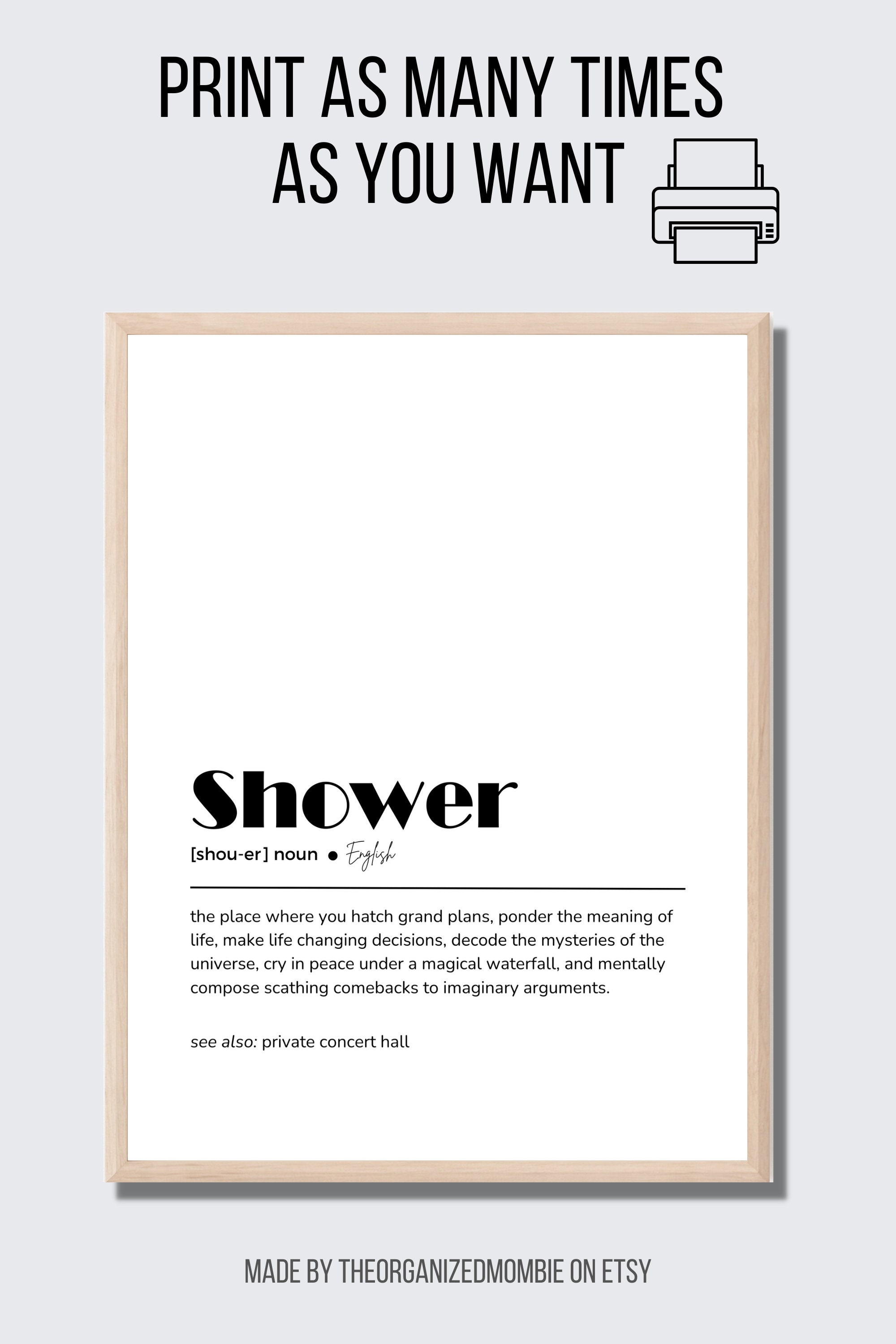 Shower Definition Bathroom Wall Art Bathroom Poster Definition Print ...