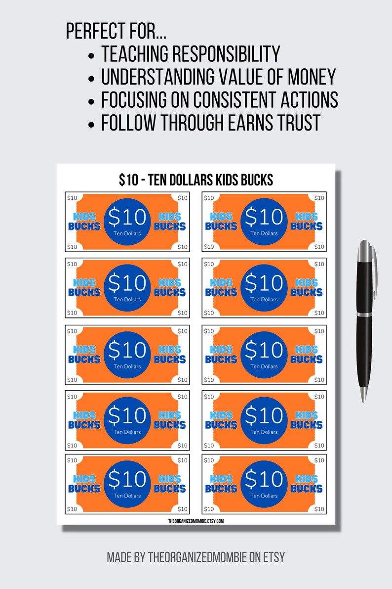 Behavior Bucks Printable Mom Bucks Kids Reward System Prints Kids ...