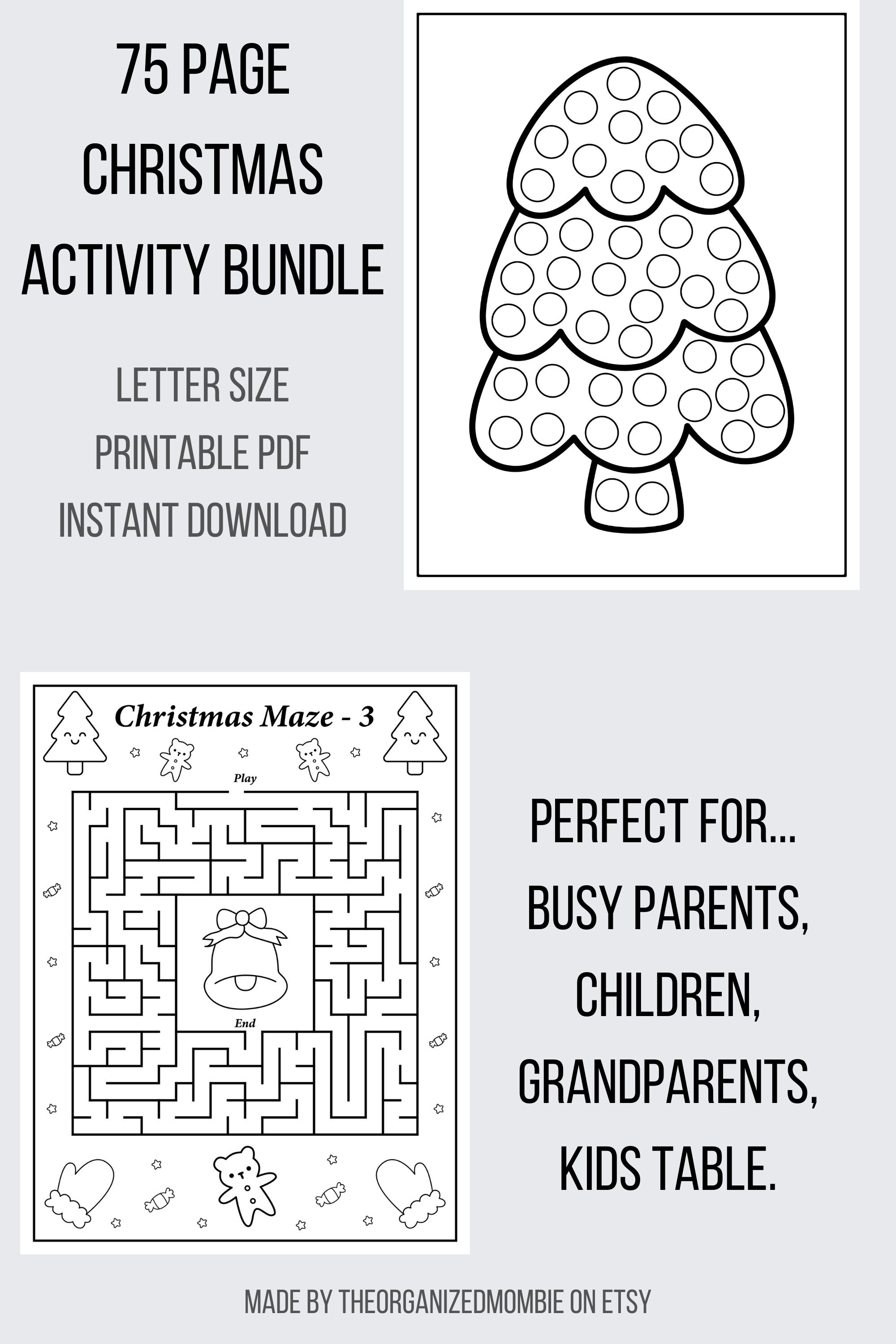 75 Page Christmas Activities Christmas Printable Christmas Coloring ...