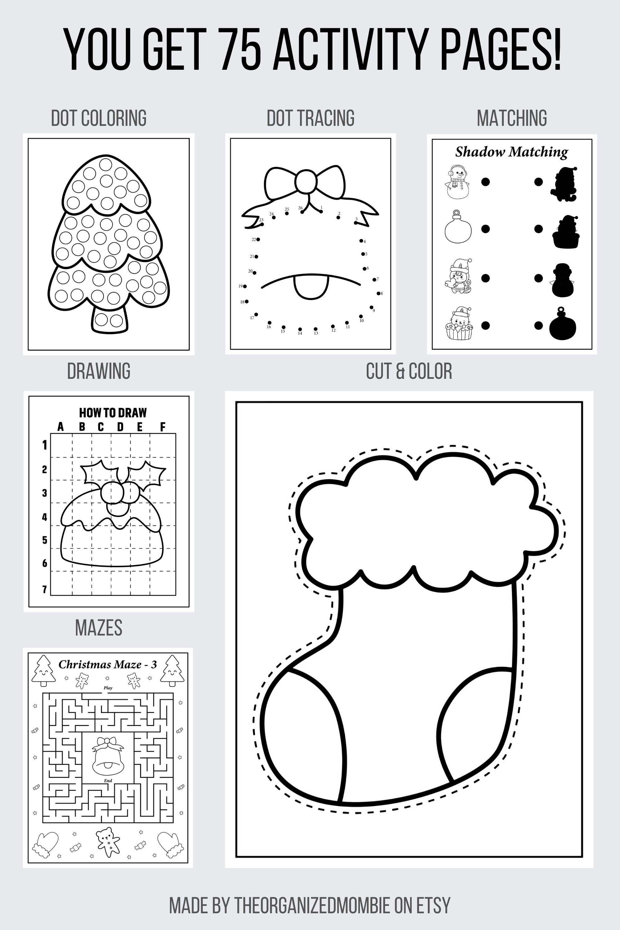 75 Page Christmas Activities Christmas Printable Christmas Coloring ...