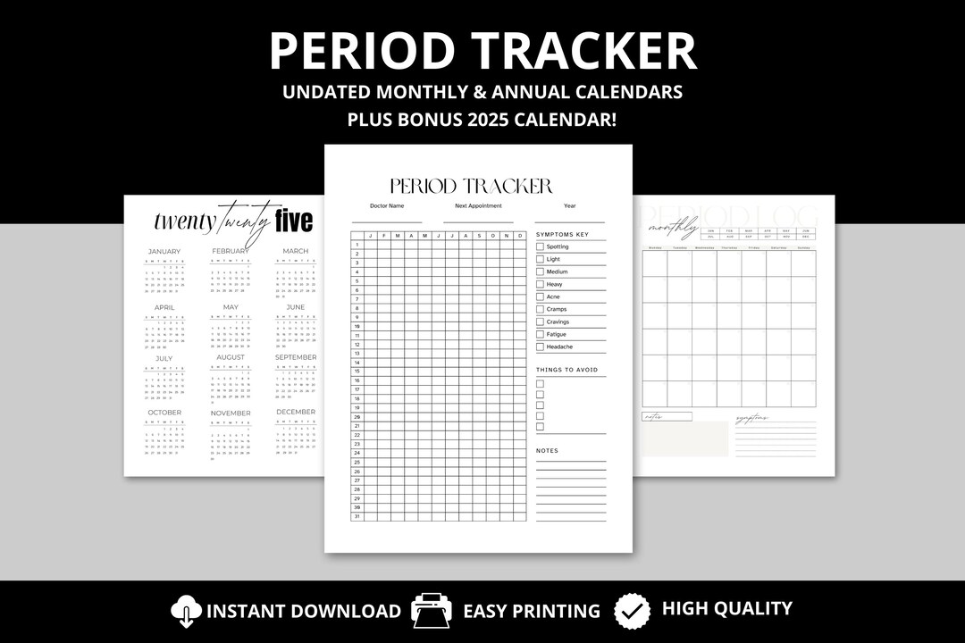 Period Tracker Instant Download Menstrual Tracker Fertility Ovulation ...