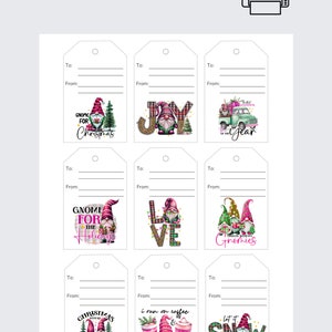 Printable Gnome Christmas Gift Tags Holiday Gift Tag Christmas Gnome ...