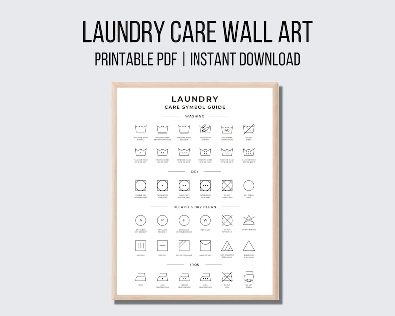 Laundry Symbols Guide Laundry Care Printable Art Laundry Room 2 Print ...