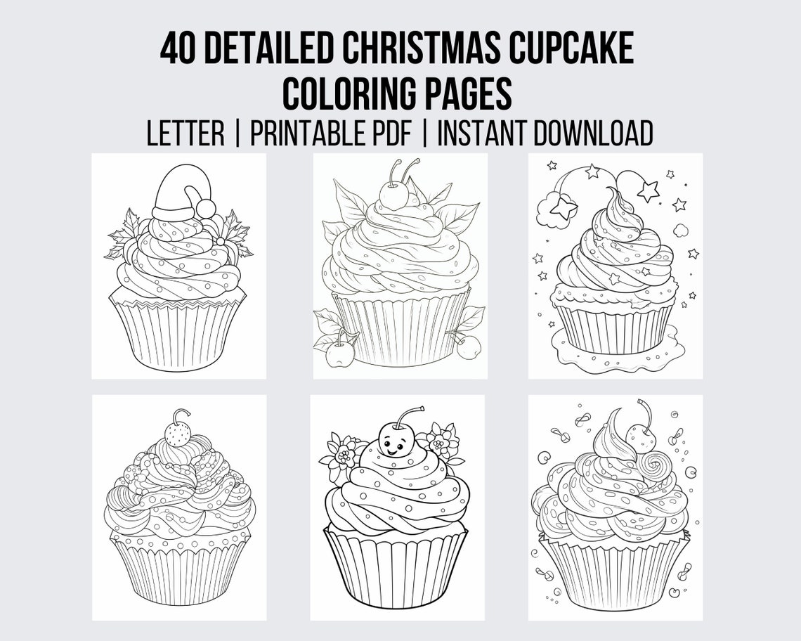 40 Christmas Cupcake Coloring Page Desserts Coloring Food Coloring Page ...