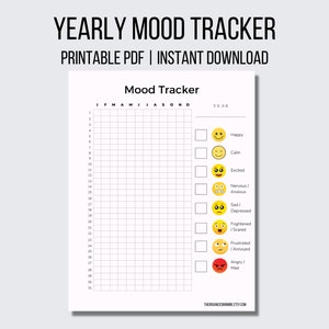 Mood Tracker Printable Emotions Tracker Feelings Chart Depression ...