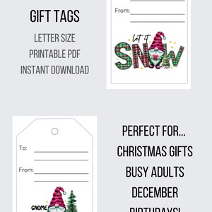 Printable Gnome Christmas Gift Tags Holiday Gift Tag Christmas Gnome ...