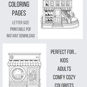 48 Storefront Coloring Pages for Kids and Adults Relaxing Art Therapy ...