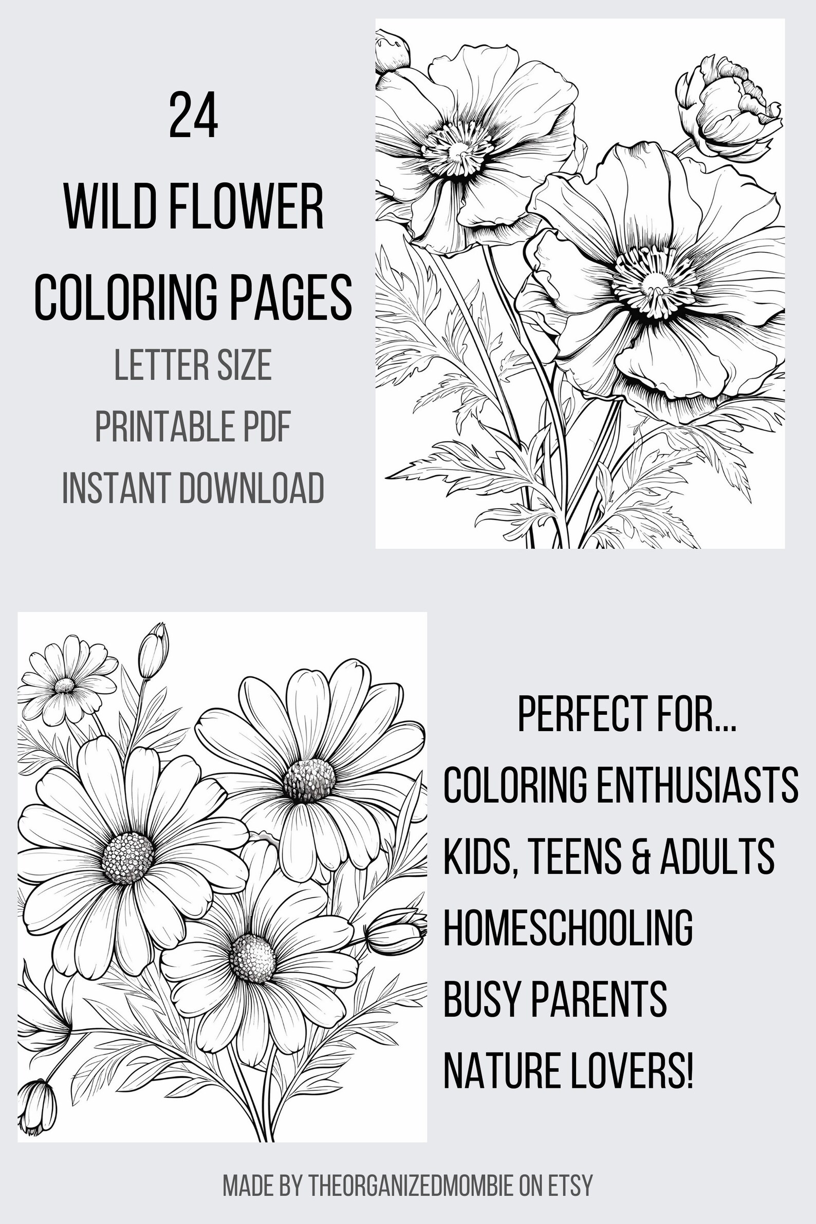 24 Wild Flower Coloring Pages Coloring Page Flower Adult Coloring Pages ...