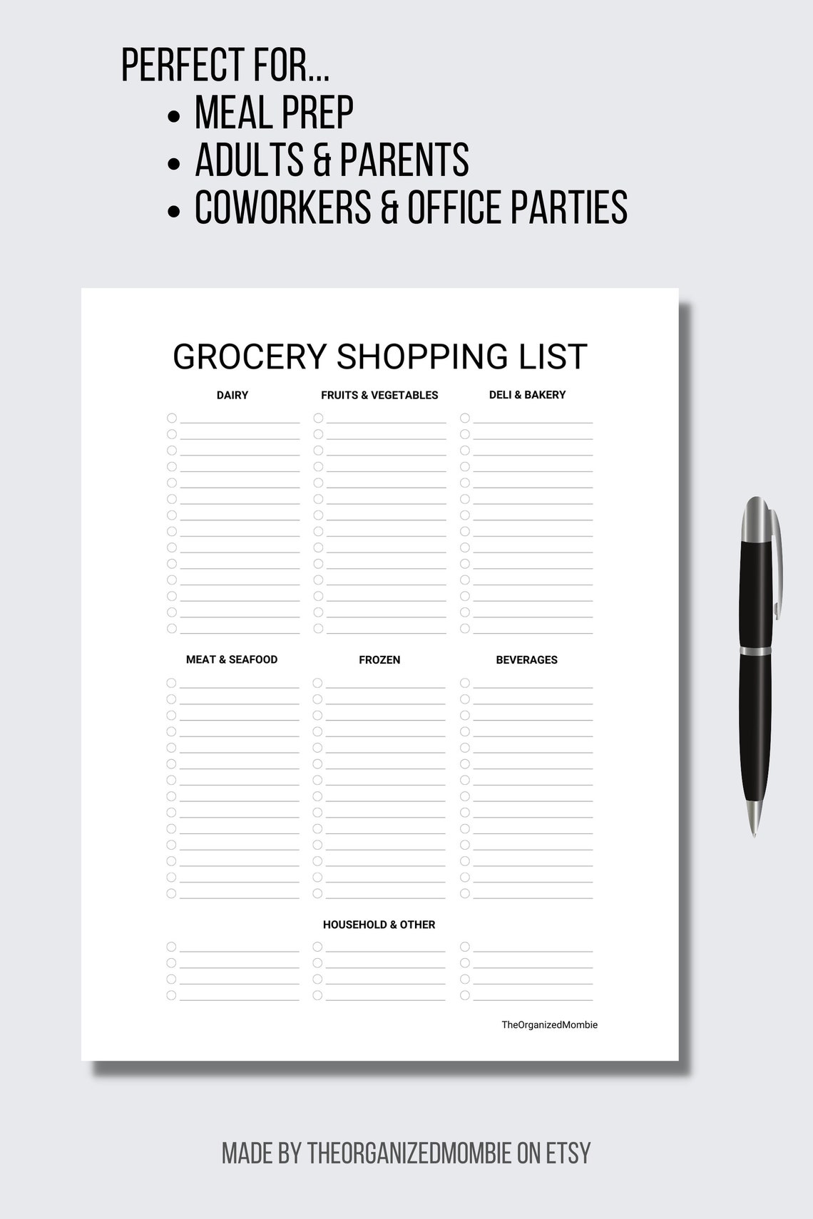 Printable Grocery Checklist Shopping List Grocery List Grocery - Etsy