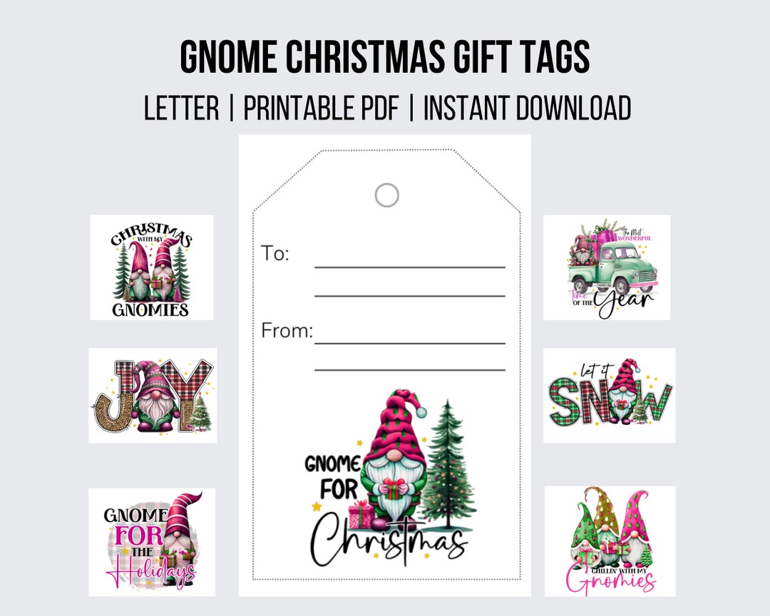 Printable Gnome Christmas Gift Tags Holiday Gift Tag Christmas Gnome ...