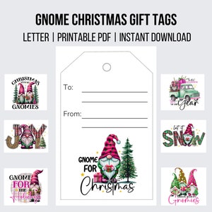 Printable Gnome Christmas Gift Tags Holiday Gift Tag Christmas Gnome ...