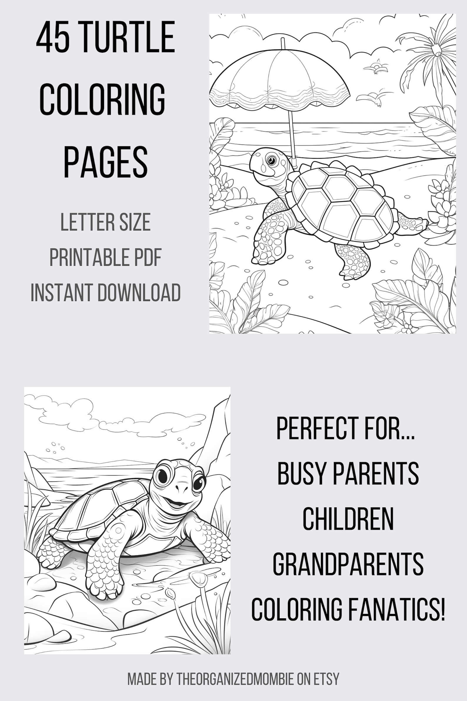 45 Turtle Coloring Pages Instant Download Sea Turtles Coloring Pages ...