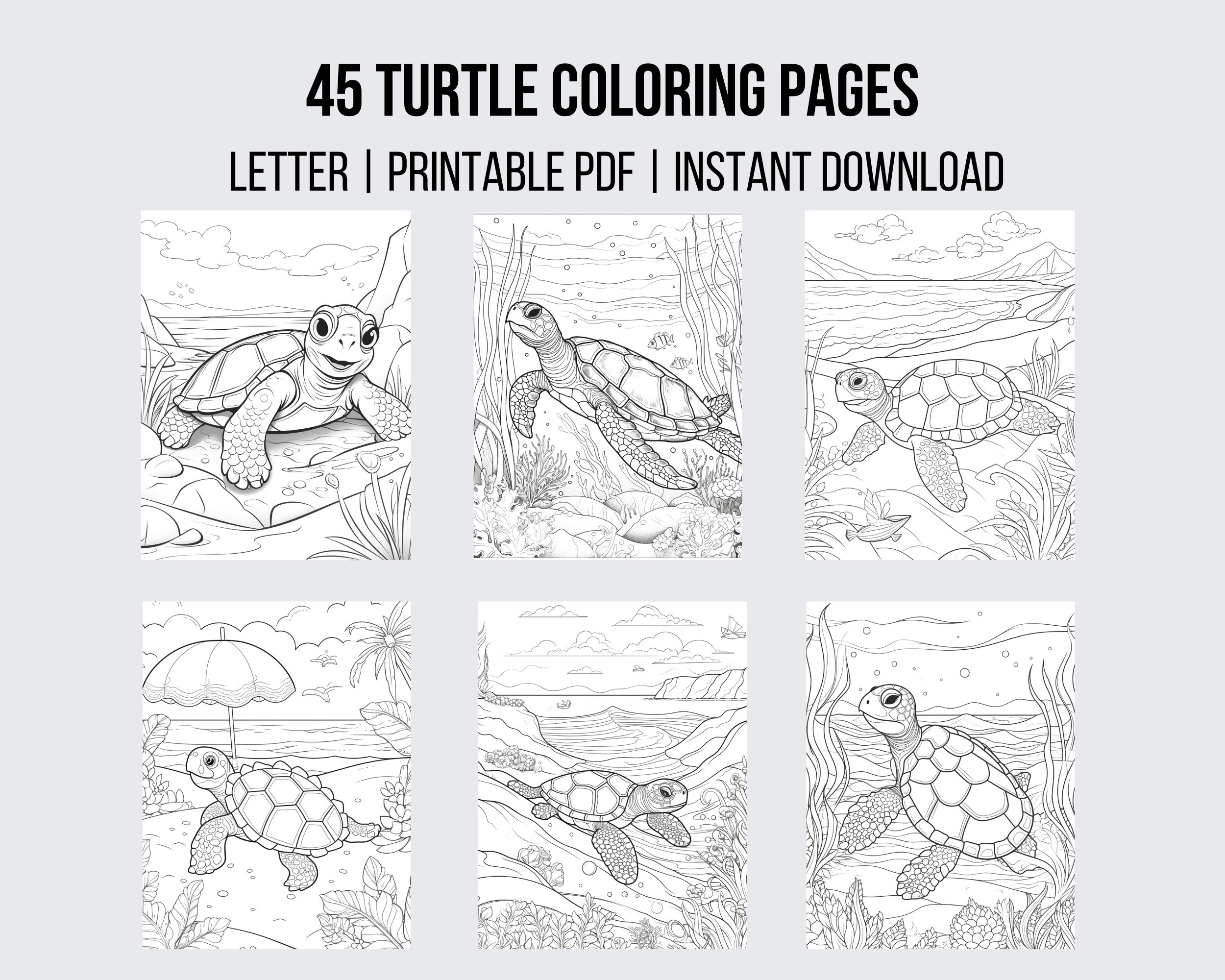 45 Turtle Coloring Pages Instant Download Sea Turtles Coloring Pages ...
