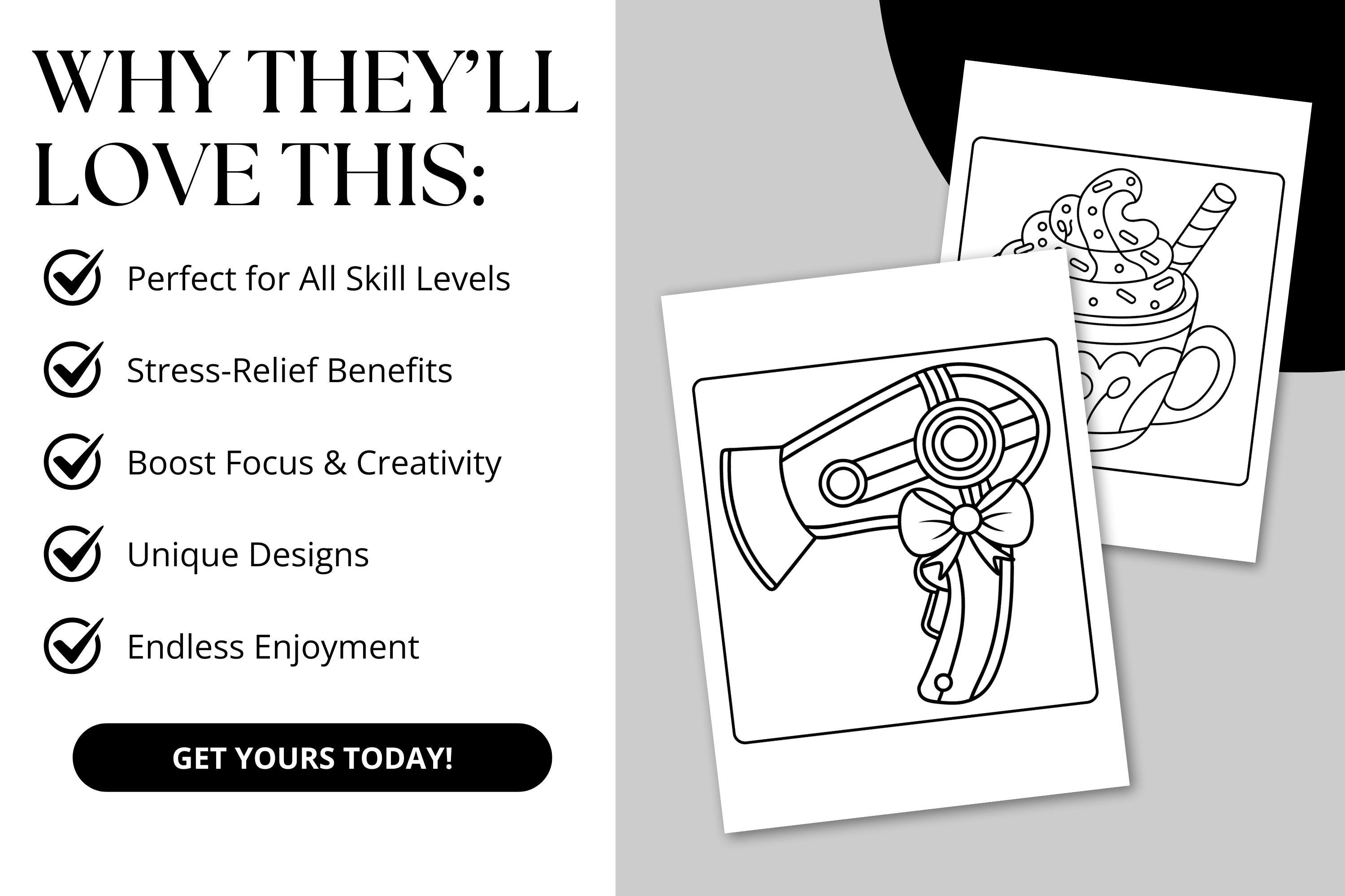 52 Girly Things Coloring Pages Instant Download Cozy Girl Coloring for ...