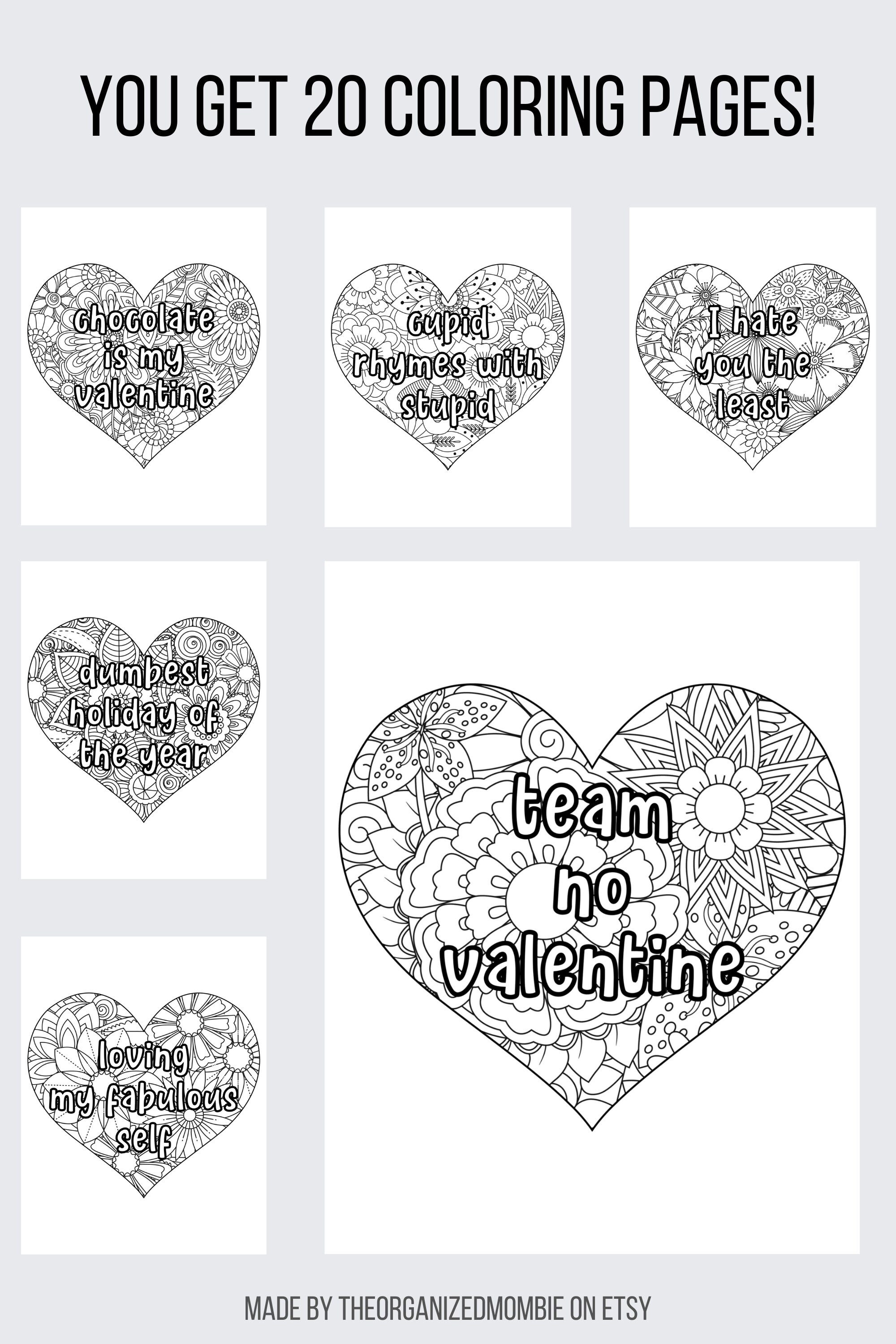 20 Anti-valentine's Day Coloring Pages Adult Coloring Book Curse Words ...