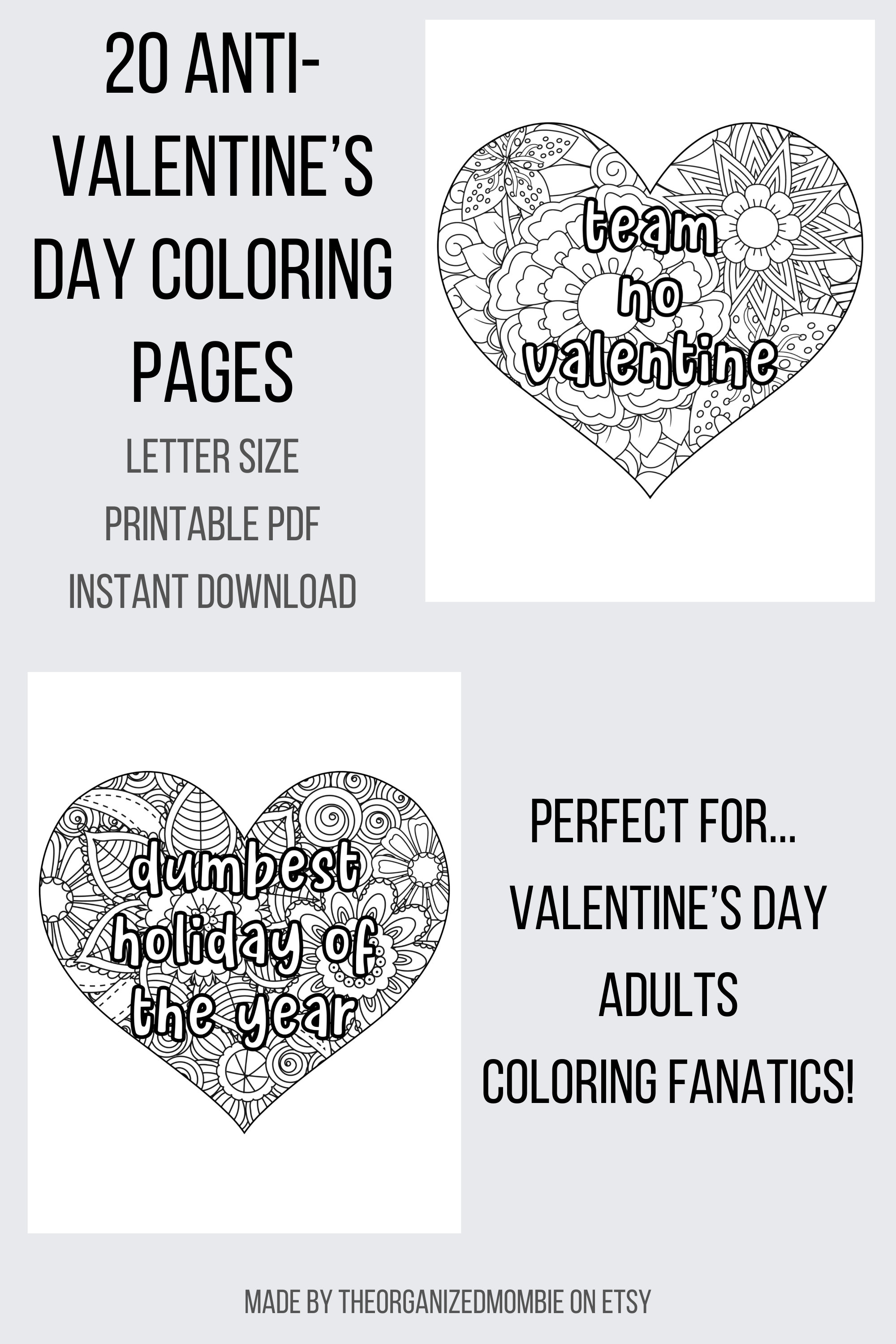 20 Anti Valentine's Day Coloring Pages for Adults Anti Stress Coloring ...