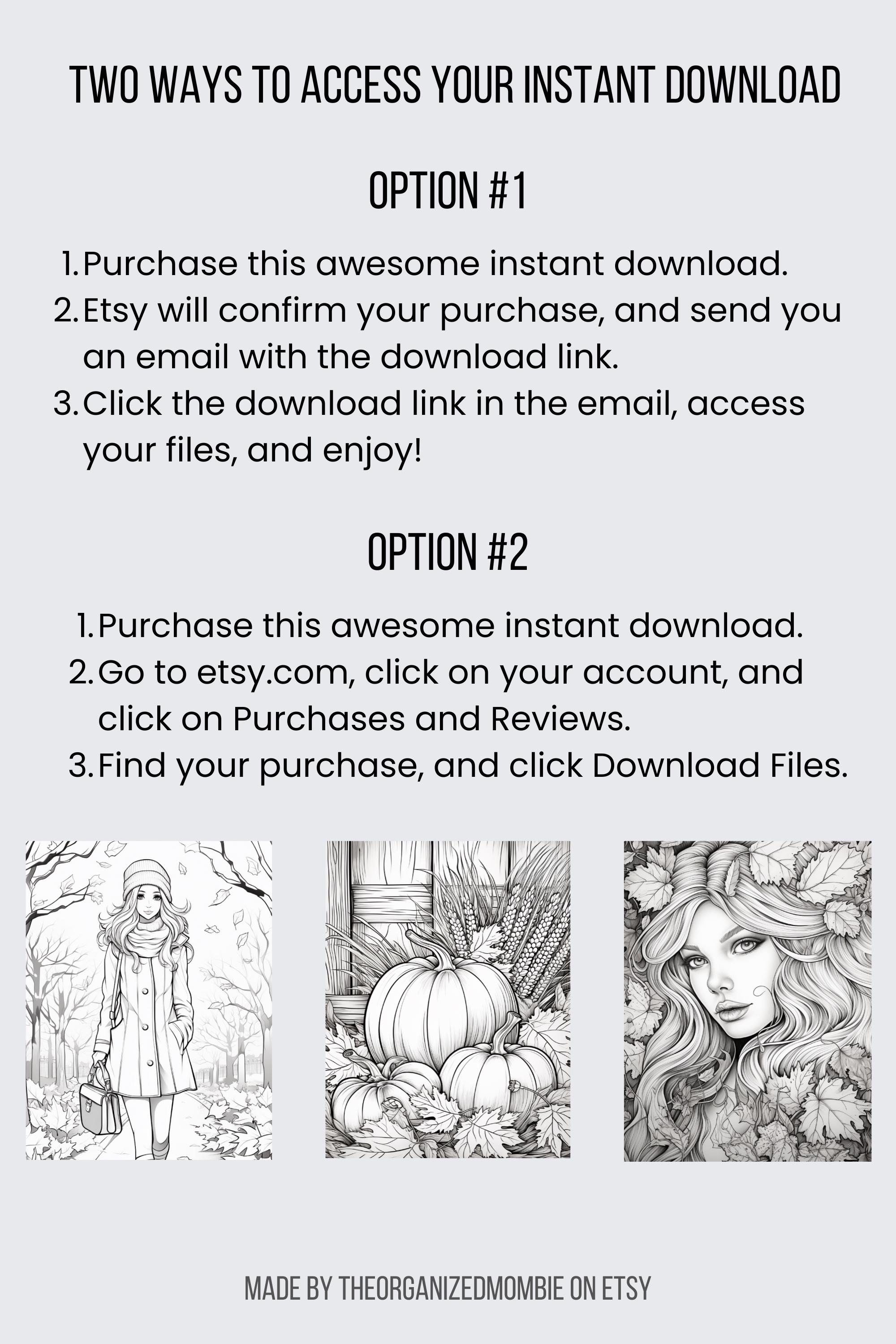 44 Fall Girl Coloring Pages Instant Download Autumn Girl Coloring Pages ...