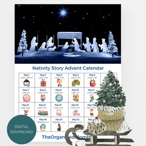 Advent Calendar Nativity Story Printable Instant Download Jesus is King ...