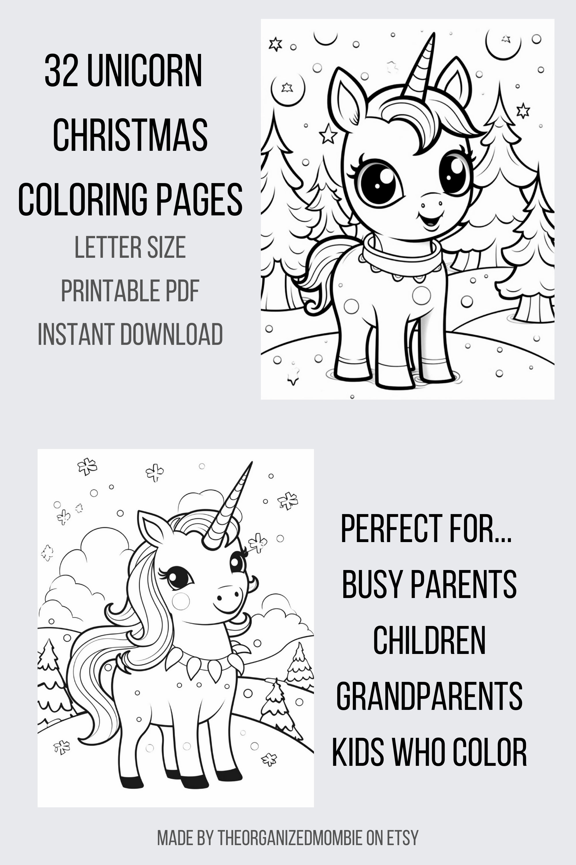 32 Unicorn Christmas Coloring Pages Unicorn Christmas Kids Coloring ...