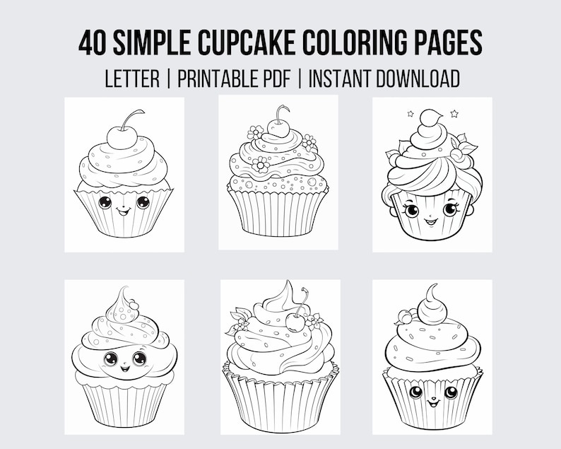 40 Cupcake Coloring Pages Food Coloring Pages Sweets Coloring Desserts ...