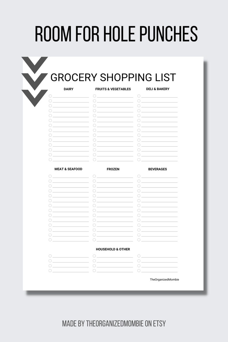 Printable Grocery Checklist Shopping List Grocery List Grocery - Etsy