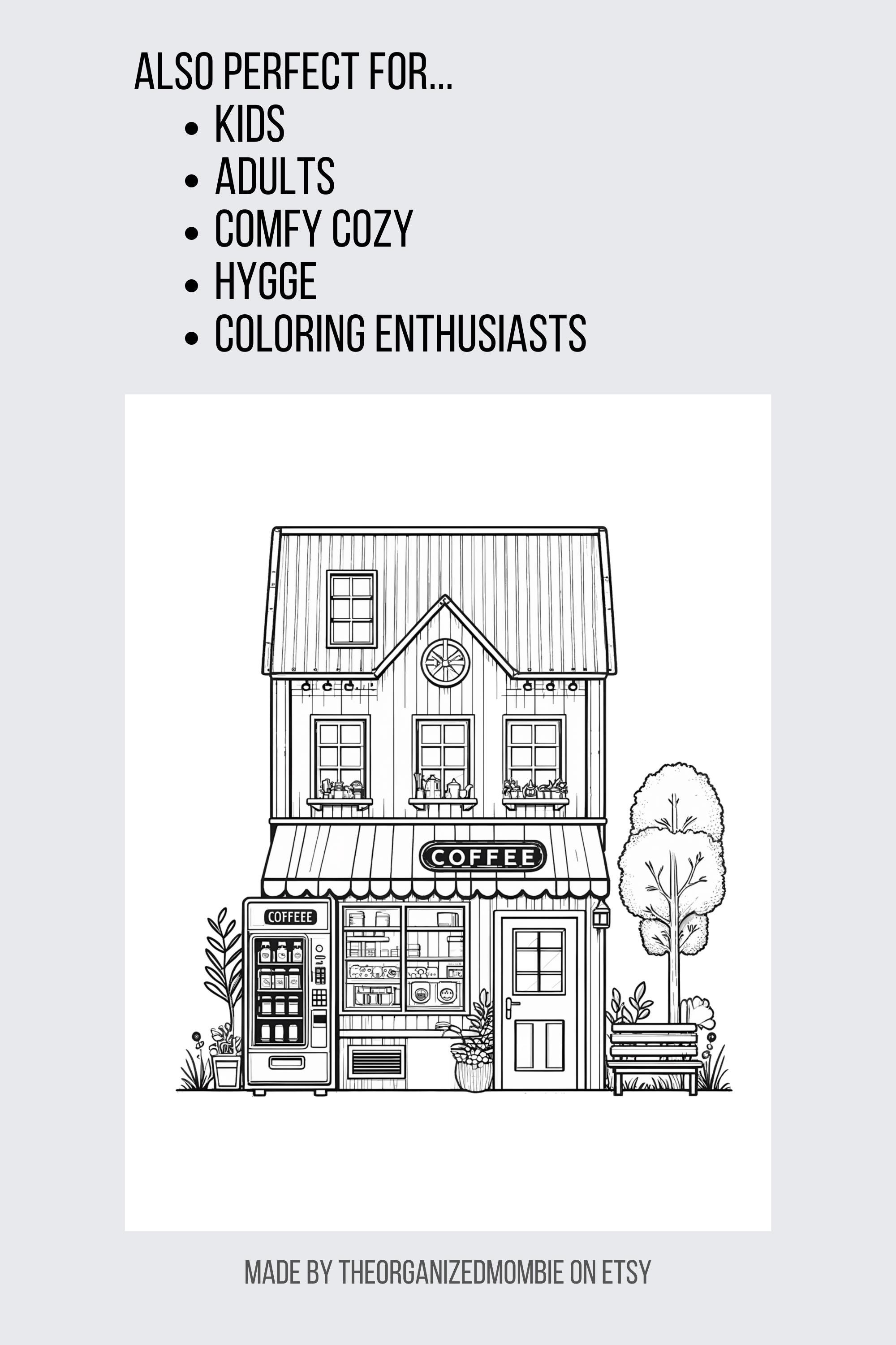 48 Storefront Coloring Pages for Kids and Adults Relaxing Art Therapy ...