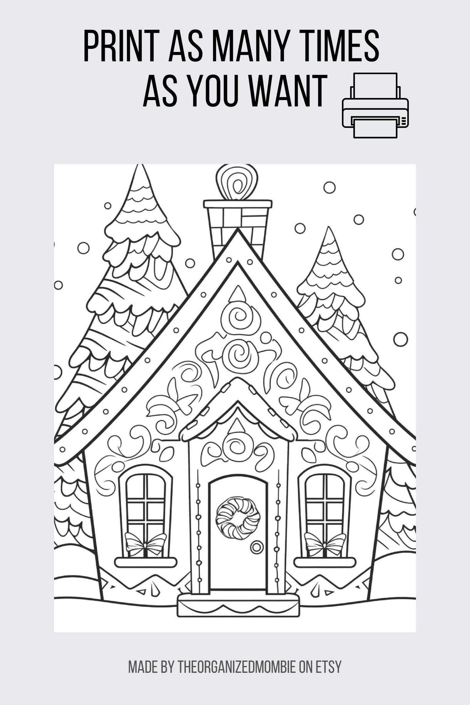 29 Gingerbread House Coloring Pages Instant Download Winter Wonderland ...