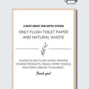 Flush Only Toilet Paper and Natural Waste Printable Sign Modern Elegant ...