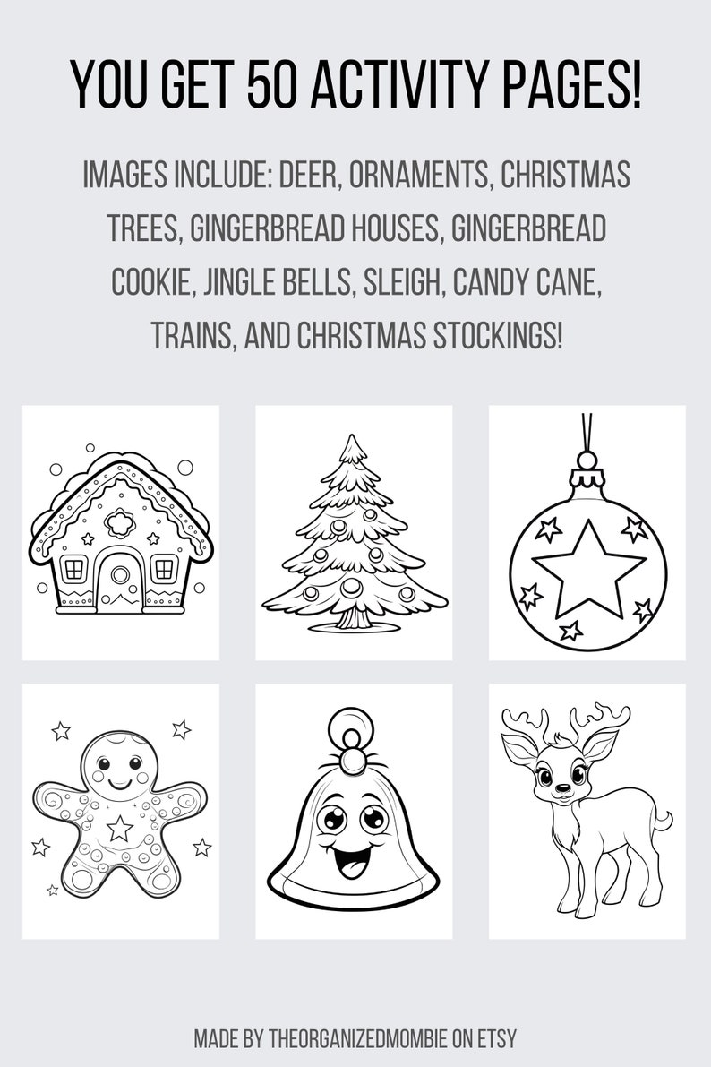 50 Christmas Coloring Christmas Activity Adult Coloring Pages Printable ...