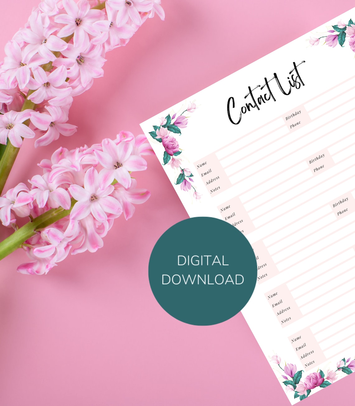 Printable Contact List Instant Download Wedding Contact List - Etsy