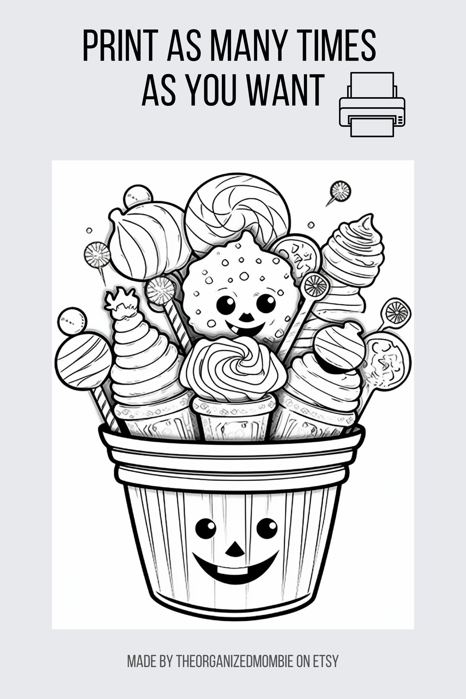 50 Kawaii Halloween Candy Coloring Book Instant Download Kawaii ...