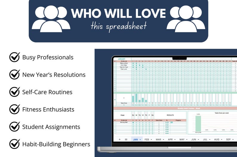 Daily Habit Tracker Spreadsheet Google Sheets Template Weekly Habit ...