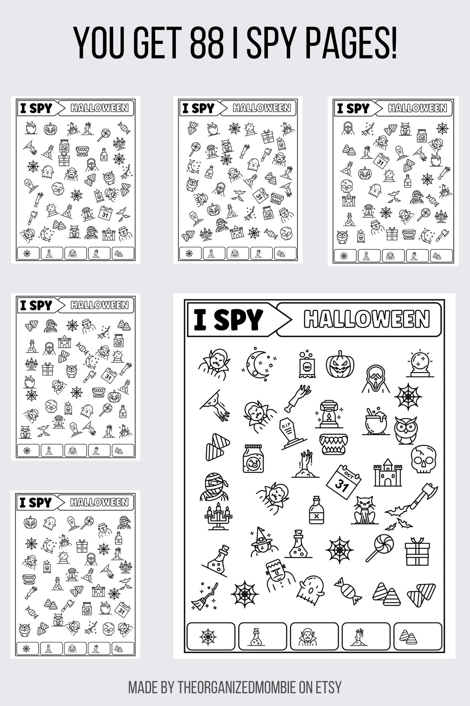88 I Spy Halloween Pages Instant Download Kids Halloween Game Printable ...