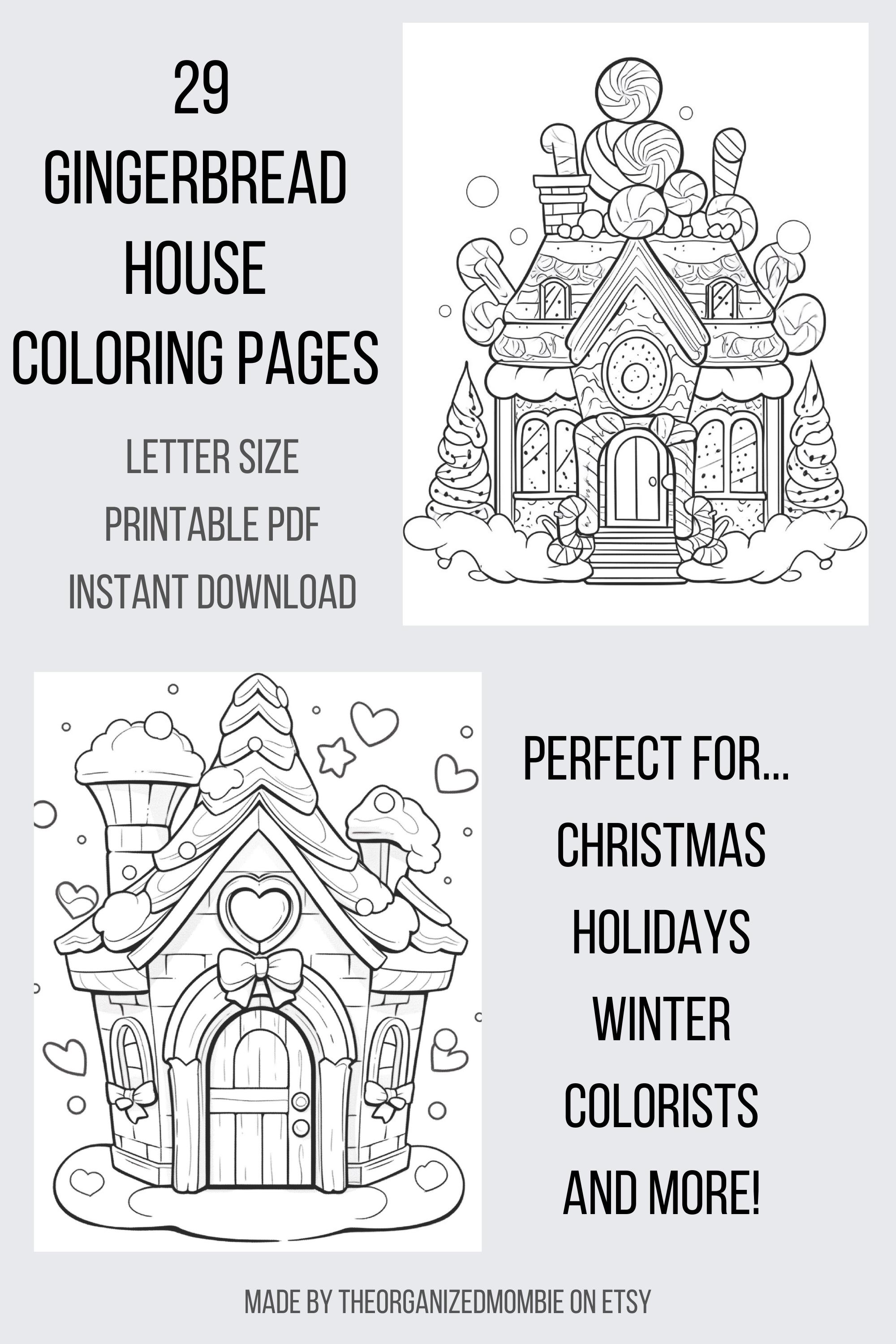 29 Gingerbread House Coloring Pages Instant Download Winter Wonderland ...