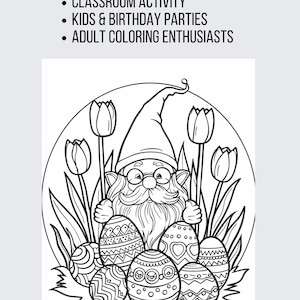 Printable Easter Gnome Coloring Pages Kids Easter Gift Birthday Party ...