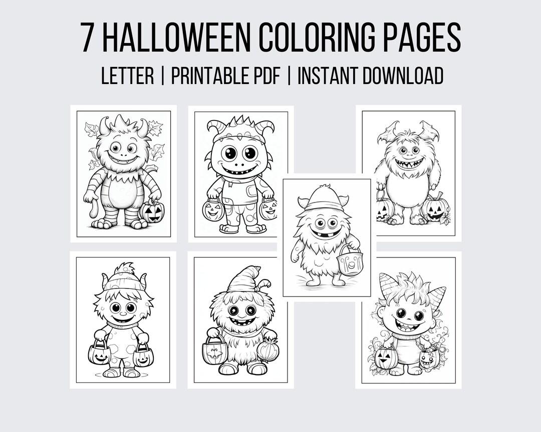 Cute Monster Halloween Coloring Pages Halloween Kids Coloring Adult ...