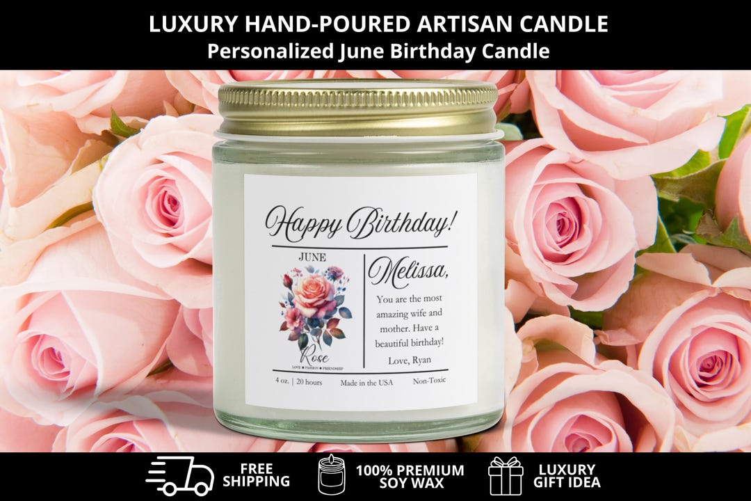 Personalized June Birthday Candle Birth Month Scented Soy Candle June ...