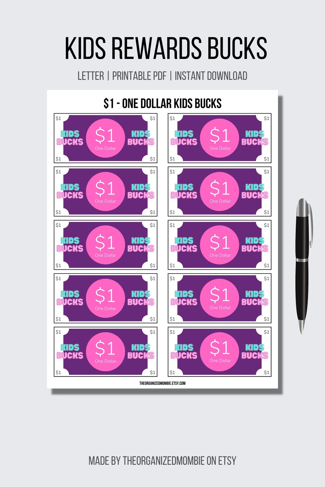 Behavior Bucks Printable Mom Bucks Kids Reward System Prints - Etsy