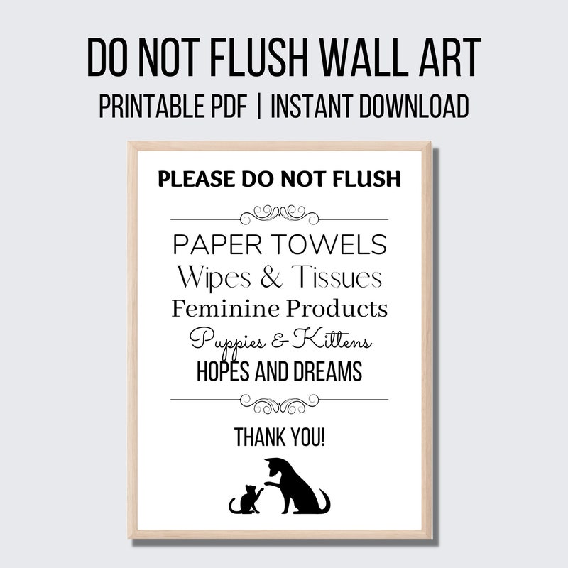 Do Not Flush Paper Towel Sign - Etsy
