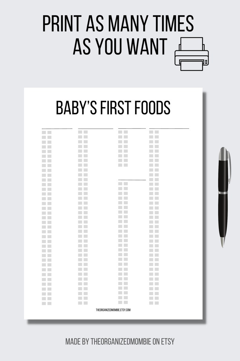 Baby Food Tracker Baby Led Weaning Baby First Foods Baby Food Checklist ...