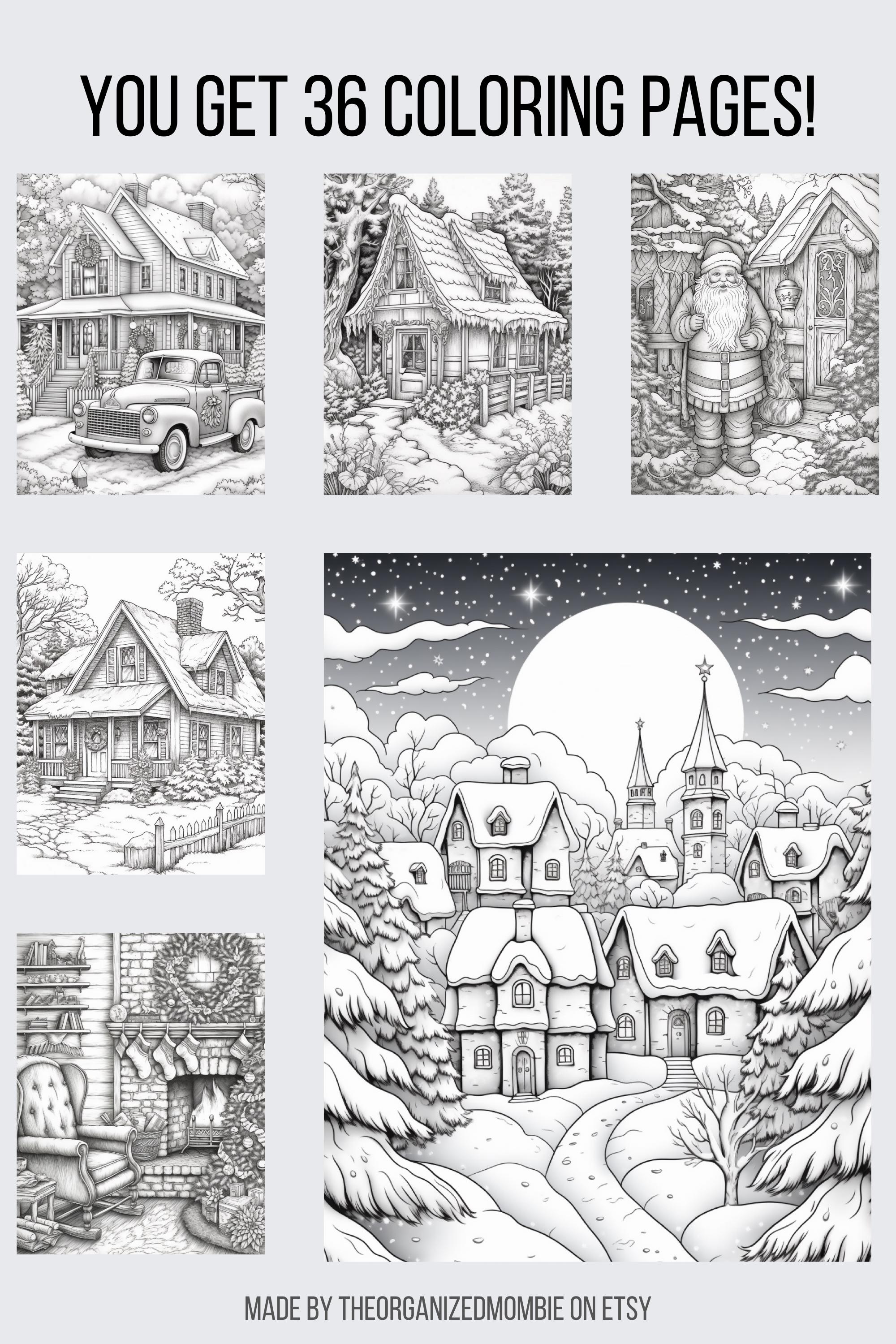 36 Christmas Cottage Coloring Pages Instant Download Adult Coloring ...