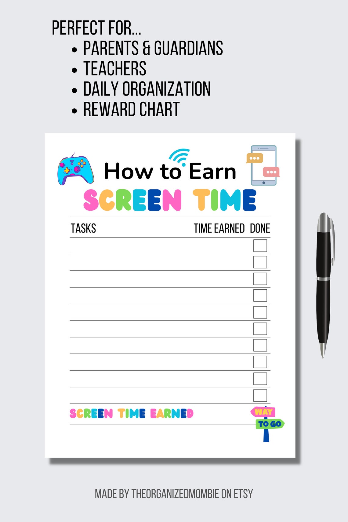 Screentime Checklist Screen Time Tracker Screen Time Chart - Etsy