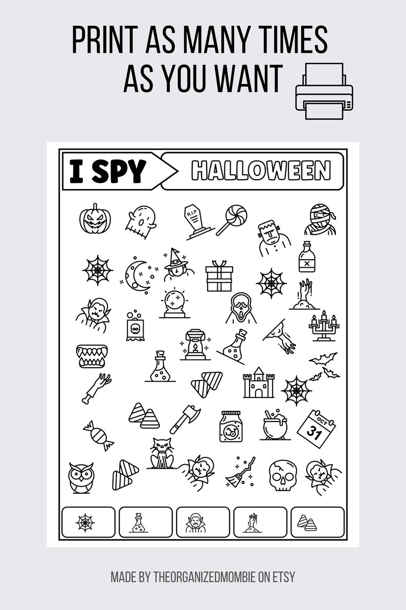 88 I Spy Halloween Pages Instant Download Kids Halloween Game Printable ...