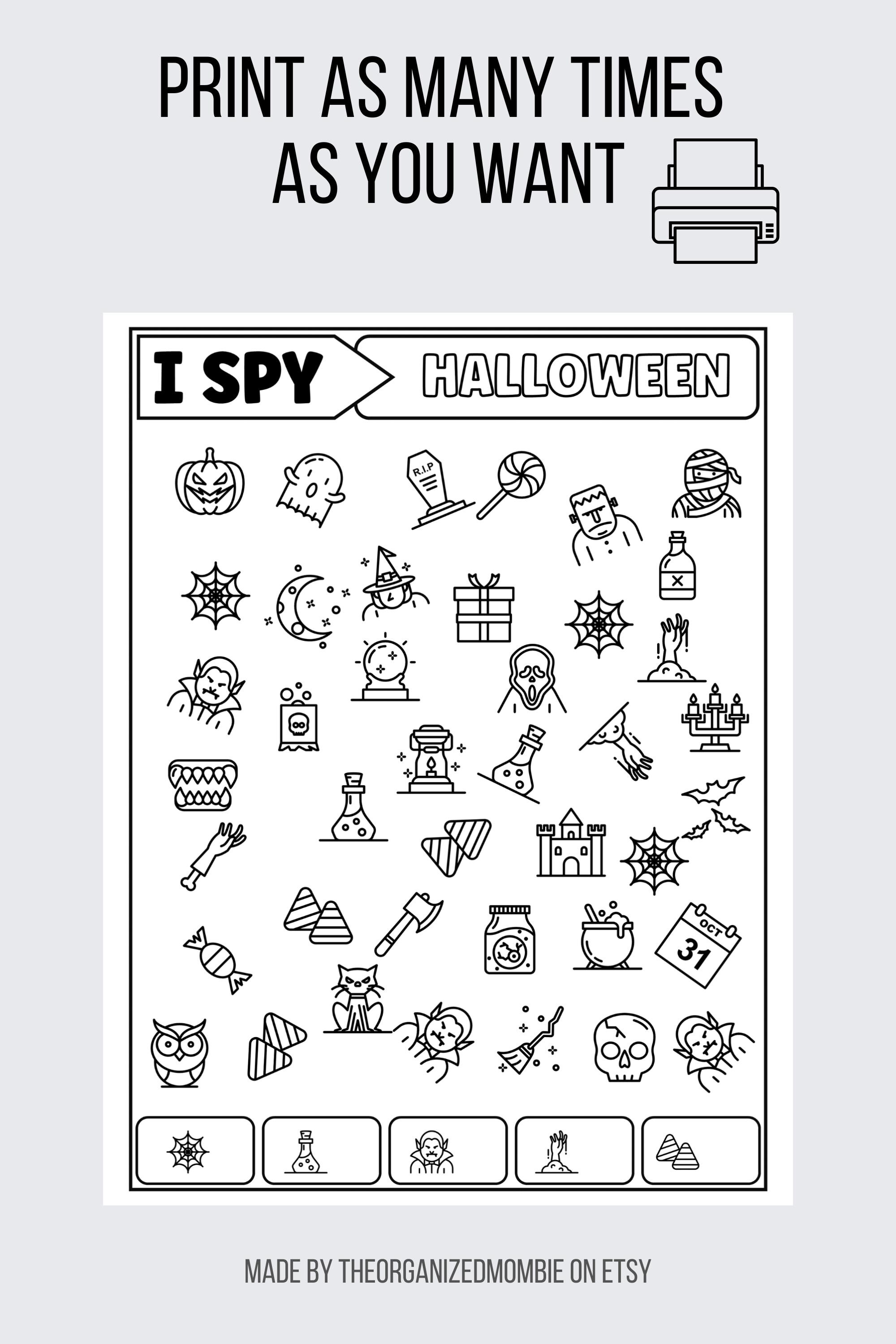 88 I Spy Halloween Pages Instant Download Kids Halloween Game Printable ...