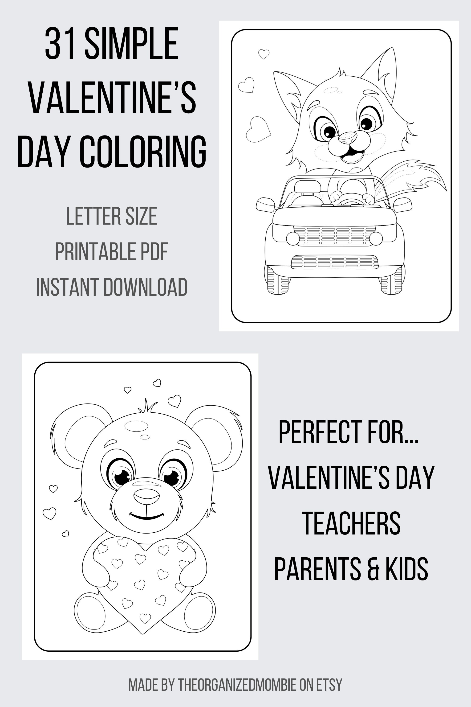 31 Simple Valentine Day Coloring Pages Valentine's Day Valentine Gift ...
