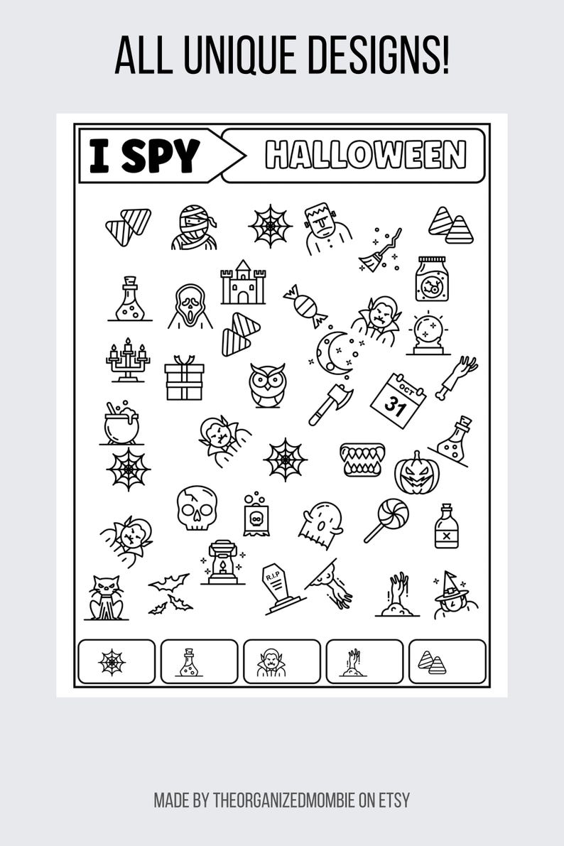88 I Spy Halloween Pages Instant Download Kids Halloween Game Printable ...