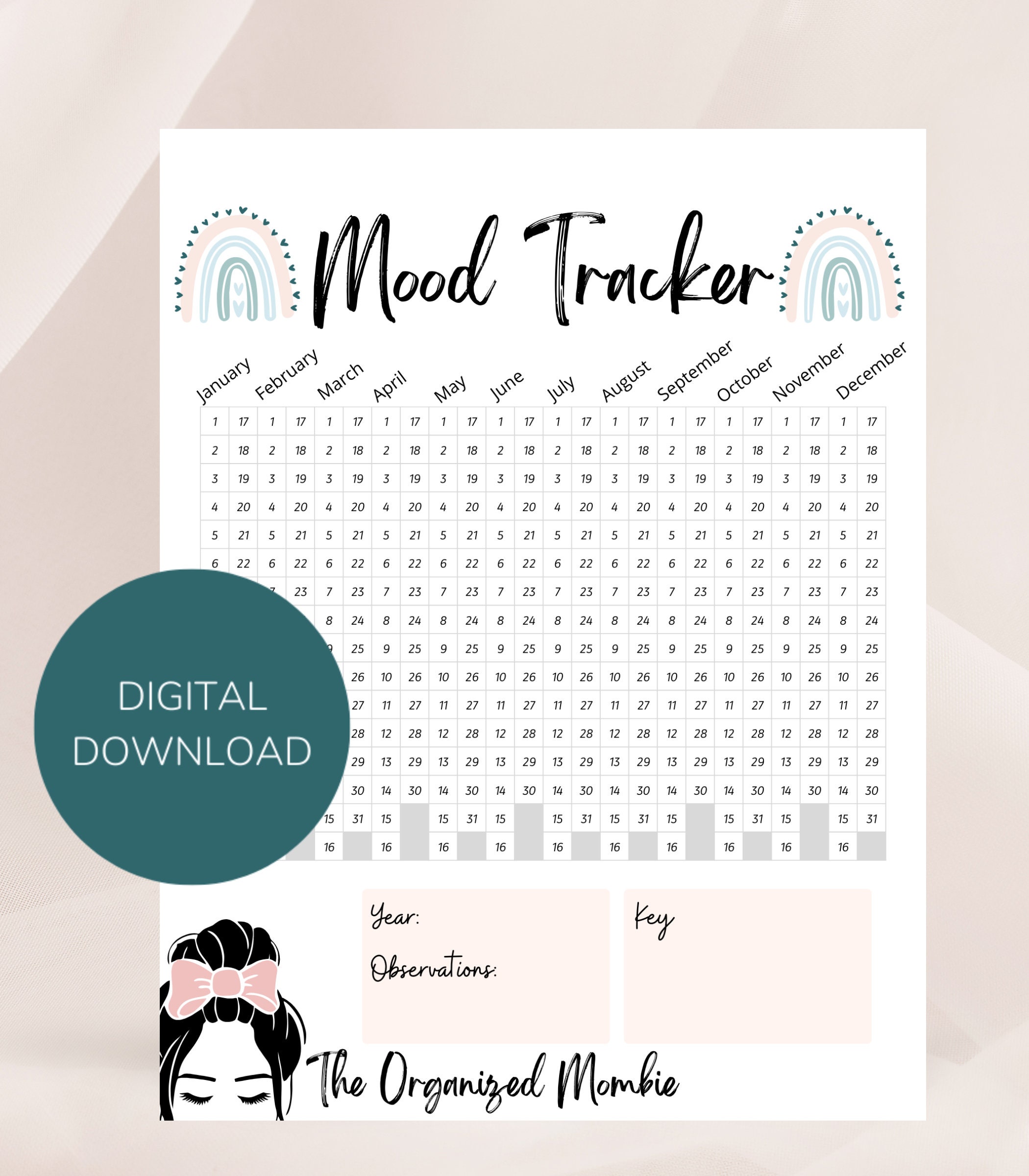 Mood Tracker Printable Instant Download Mood Tracker for Teens Mood ...