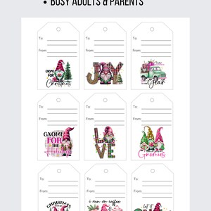 Printable Gnome Christmas Gift Tags Holiday Gift Tag Christmas Gnome ...
